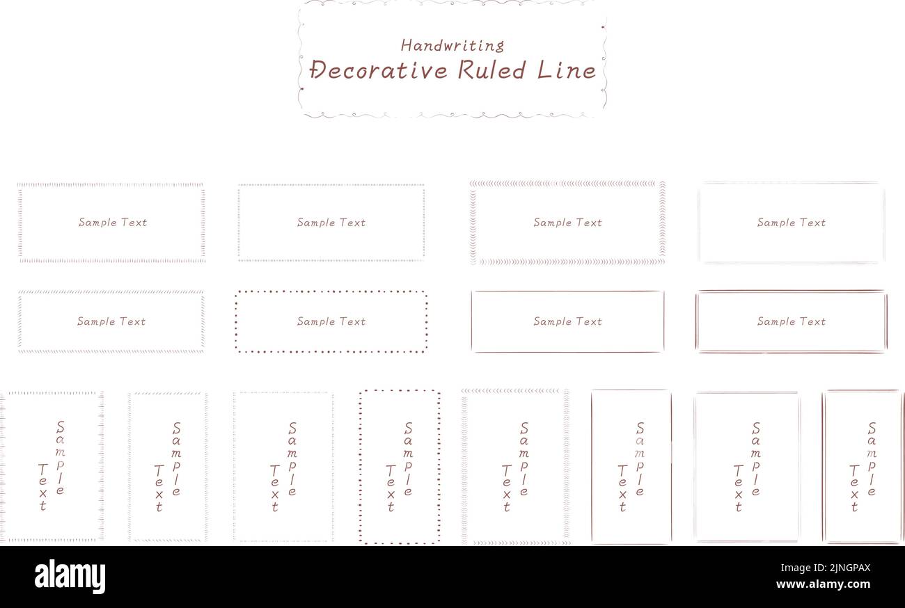 Handwritten decorative ruled line set, monotone simple line set ...