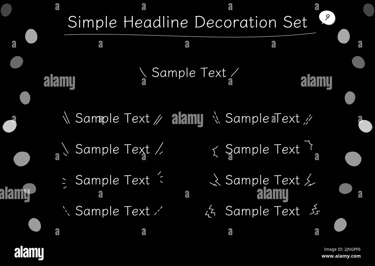 Nine kinds of hand drawn simple headline decoration set illustrations ...