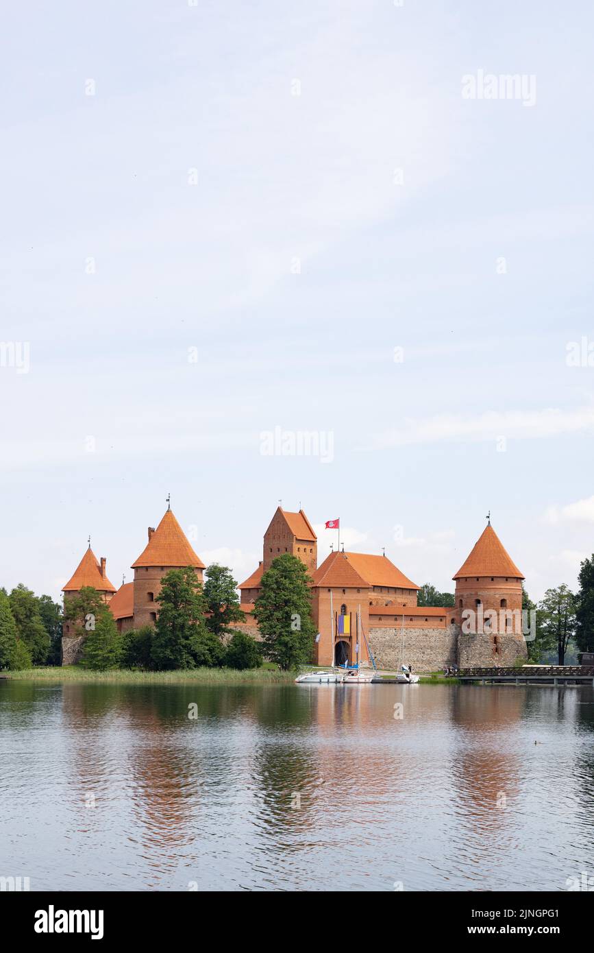 Lithuania travel; Trakai Castle on Trakai island, a restored medieval ...