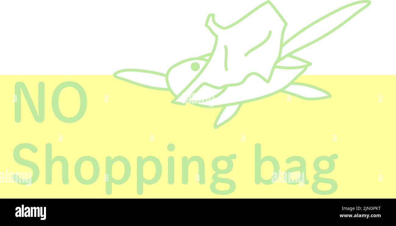 Illustration of a sea turtle eating a plastic bag Vector illustration ...