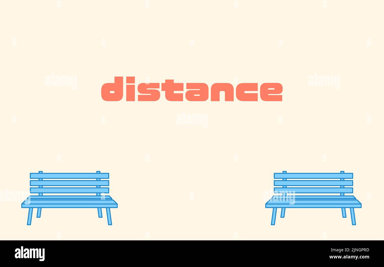 Illustration of a bench with a gap, image of social distance Vector ...