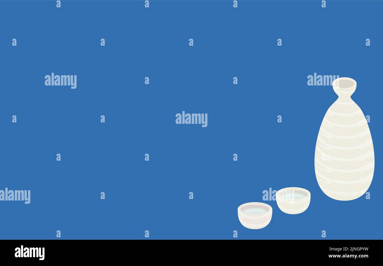 Illustration of two sake cups and sake bottles with sake Stock Vector ...