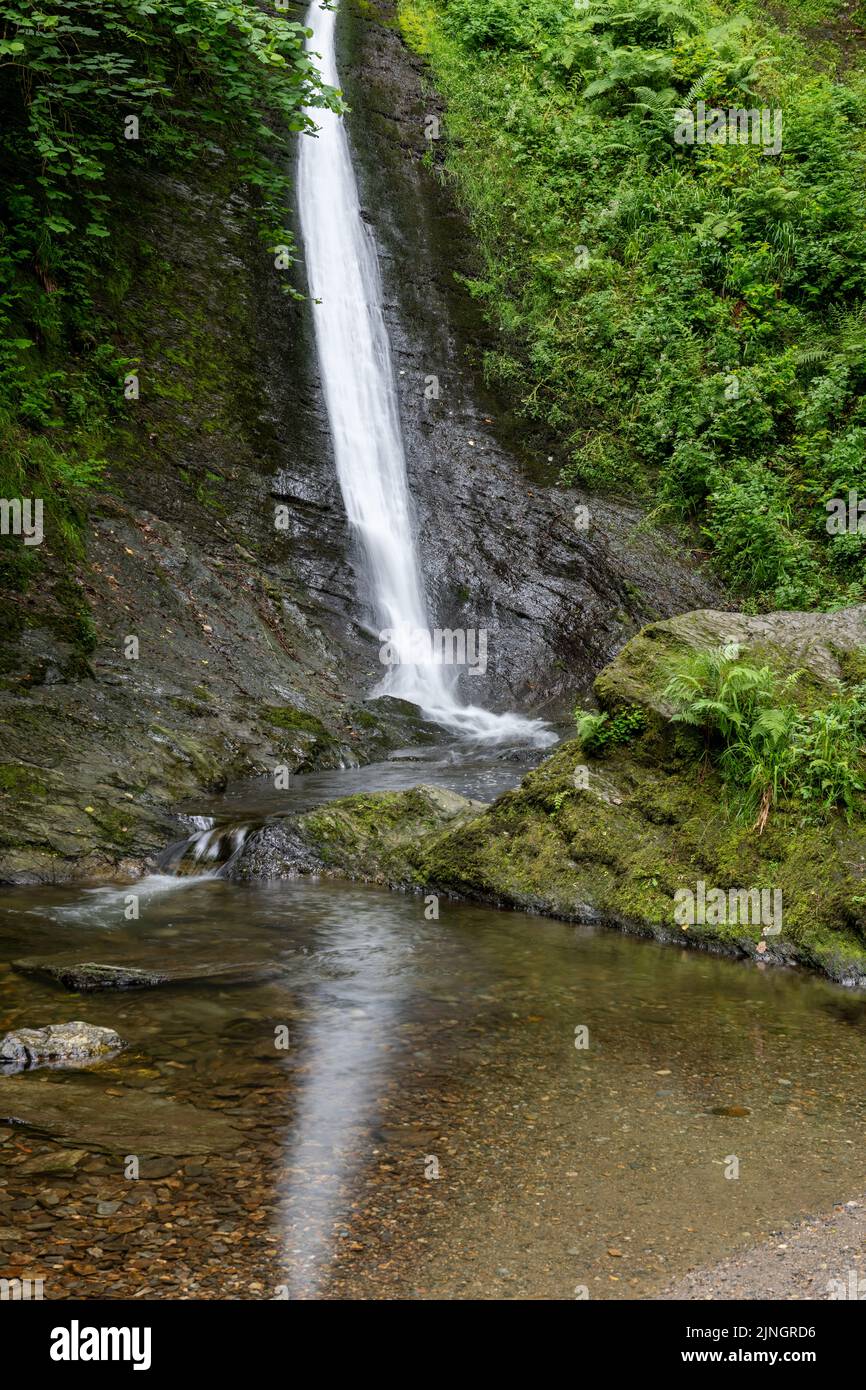 Long exposure of the White Lady waterfall on the river Lyd at Lyford Gorge in Devon Stock Photo ...