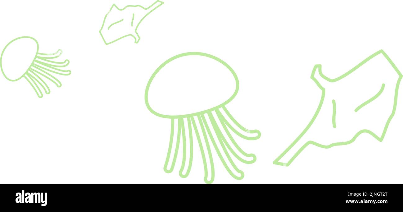 Illustration of a plastic bag floating in the sea like a jellyfish ...