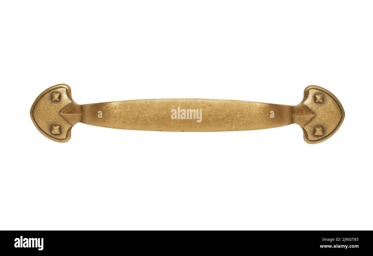 Brass furniture handle isolated on white with path Stock Photo - Alamy