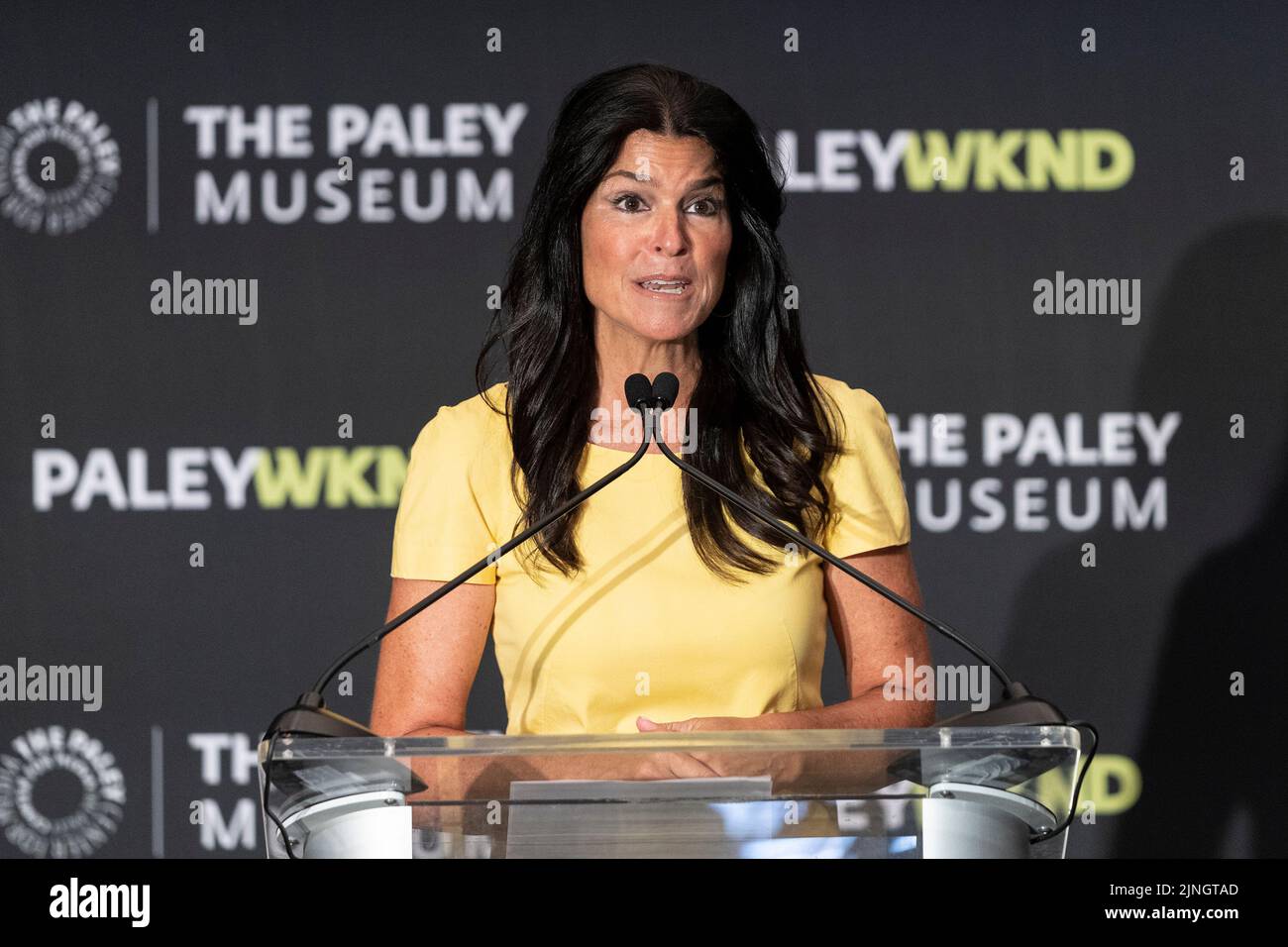 New York, USA. 11th Aug, 2022. Paley CEO Maureen Reidy speaks during ...