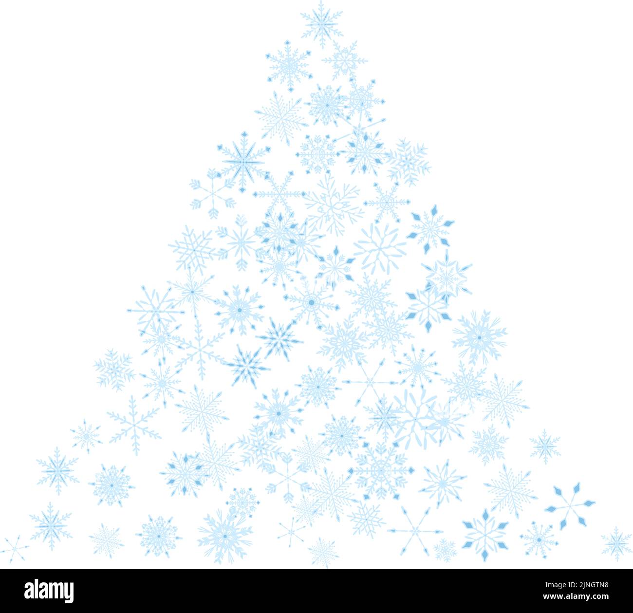 Illustration of a Christmas tree made of snowflakes, White background ...