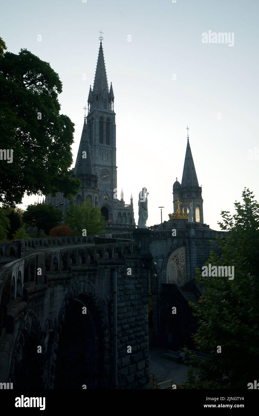 Sanctuaires Notre-Dame de Lourdes, a Catholic pilgrimage site in the South of France. The ...