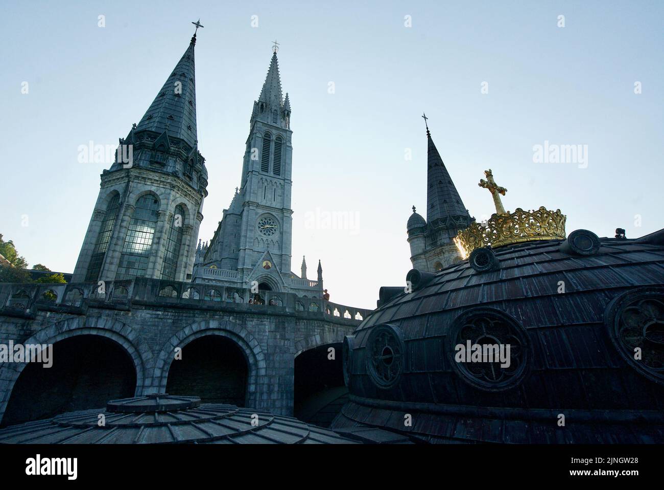 Sanctuaires Notre-Dame de Lourdes, a Catholic pilgrimage site in the South of France. The ...