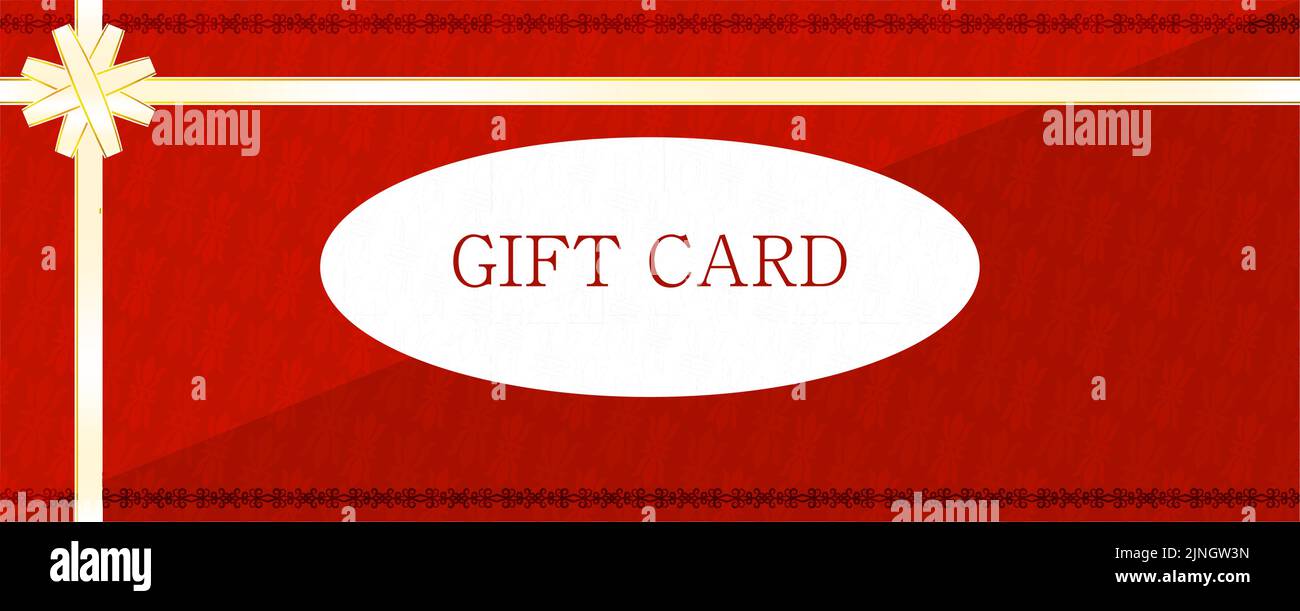 Illustration of red gift card with wrapping ribbon Vector illustration ...