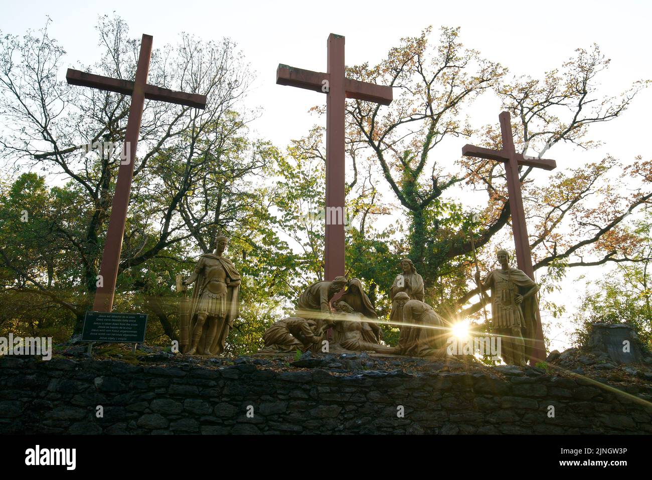 Jesus Christ by the cross pre-crucifixion, shown at the Way of the ...