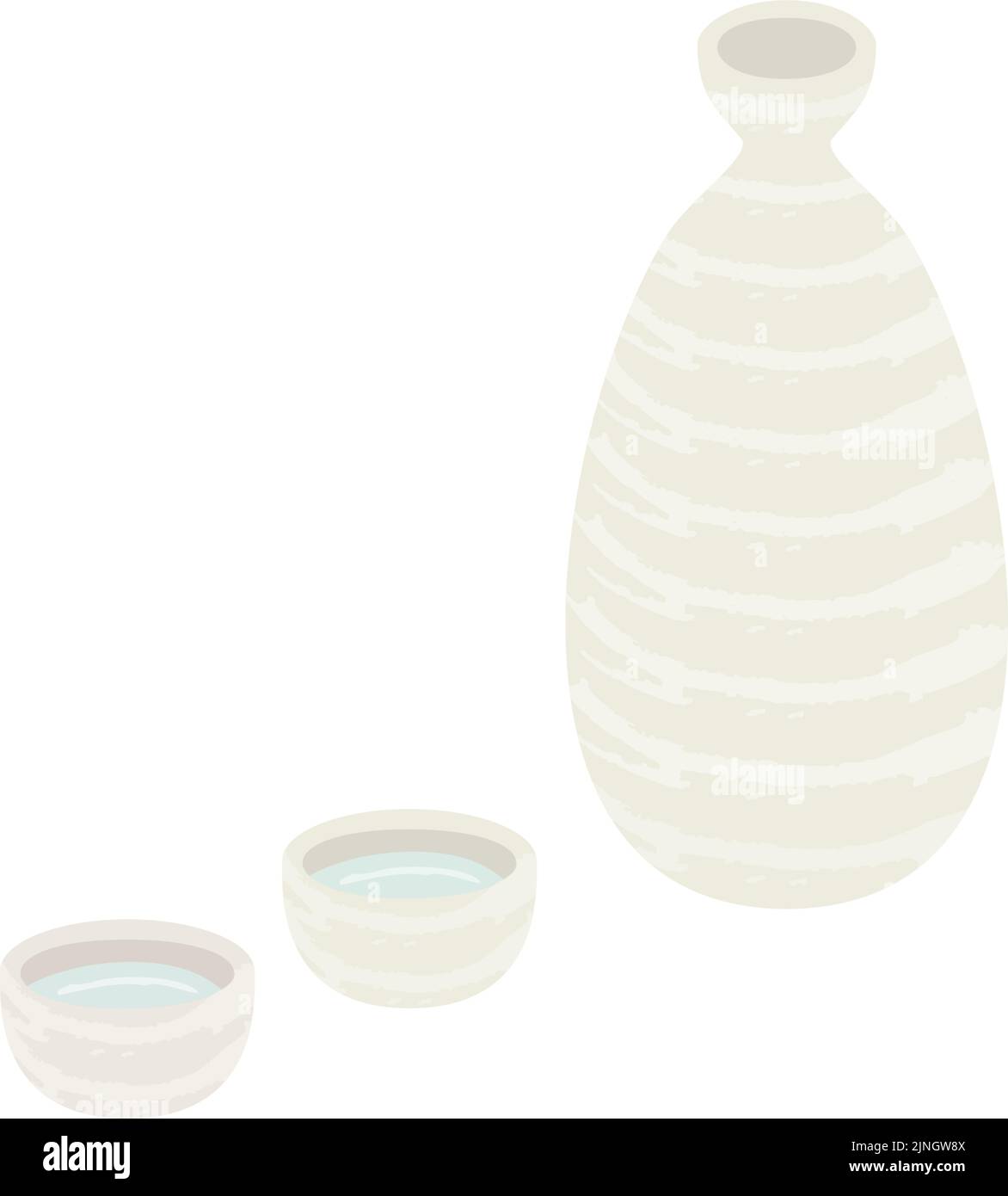 Illustration of two sake cups and sake bottles with sake Stock Vector ...