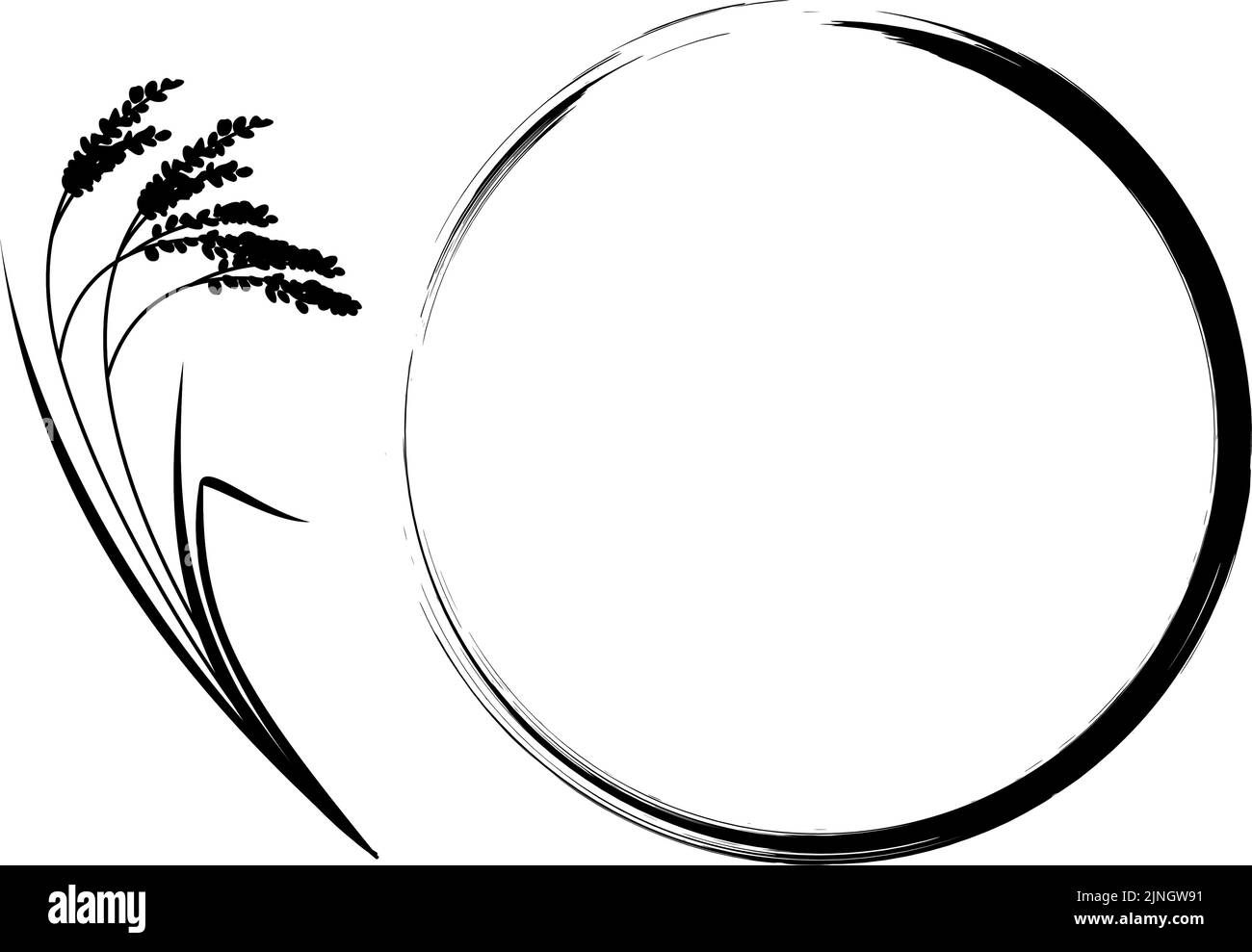 Illustration of rounded rice and round frame, background material Stock ...