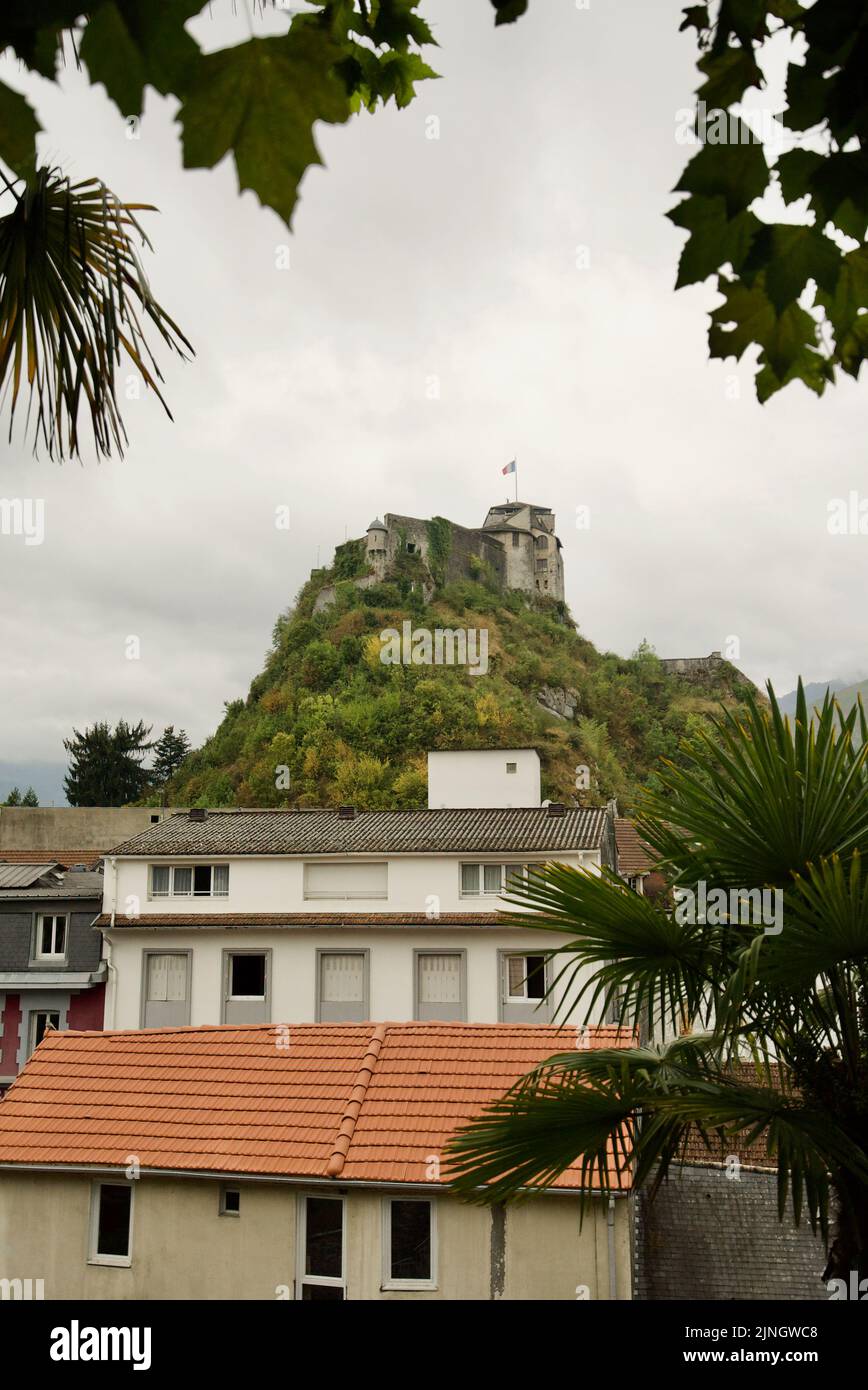A view of the French town of Lourdes, Southern France, in the Hautes ...