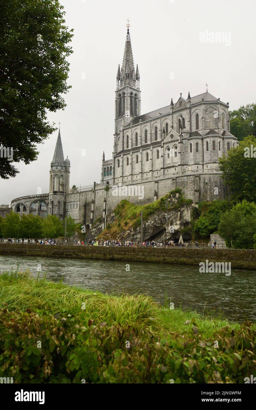 Sanctuaires Notre-Dame de Lourdes, a Catholic pilgrimage site in the South of France. The ...