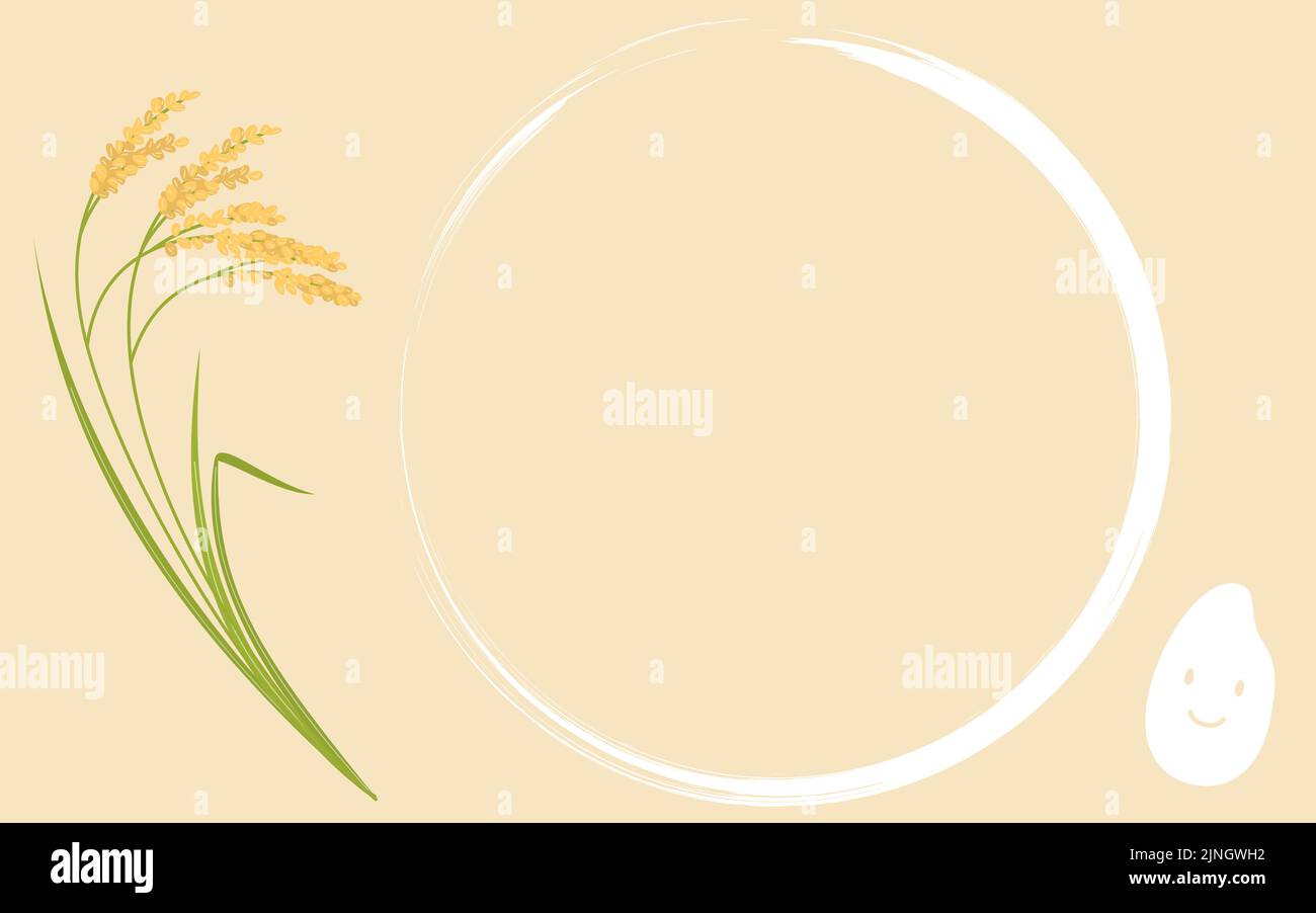 Illustration of rounded rice and round frame, background material Stock ...