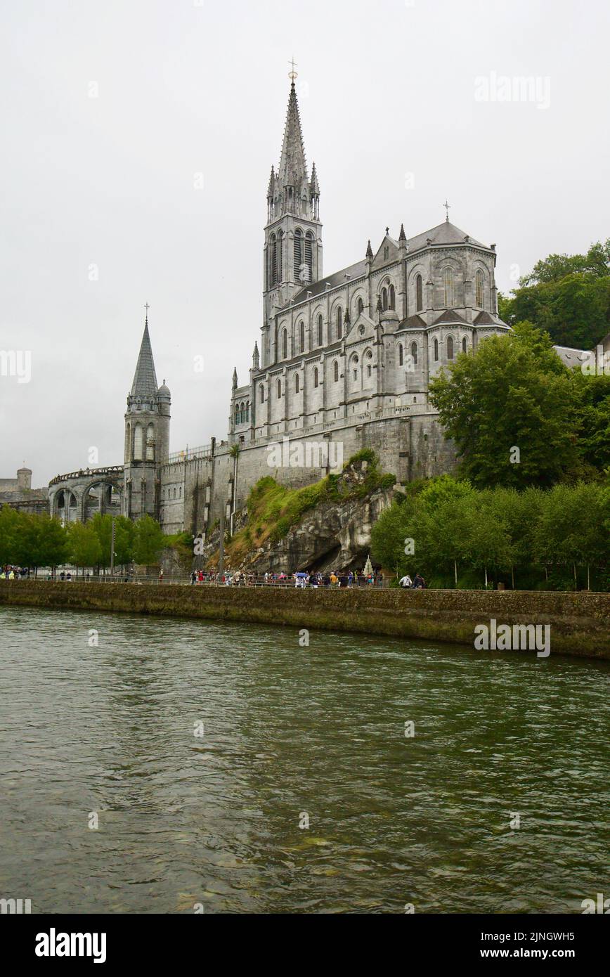 Sanctuaires Notre-Dame de Lourdes, a Catholic pilgrimage site in the South of France. The ...