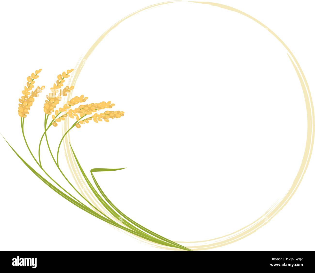 Illustration of grown rice and round frame Stock Vector Image & Art - Alamy