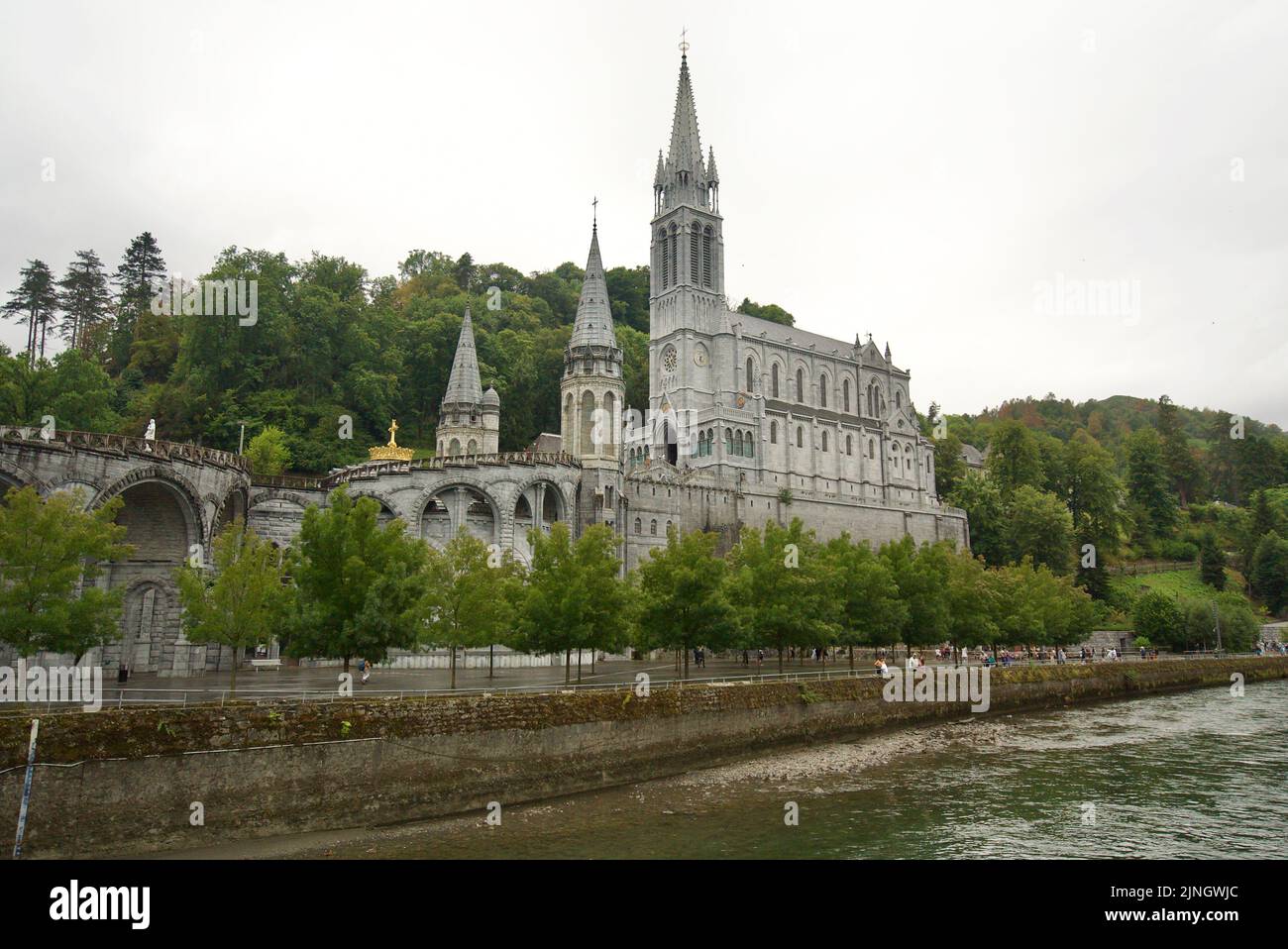 Sanctuaires Notre-Dame de Lourdes, a Catholic pilgrimage site in the South of France. The ...