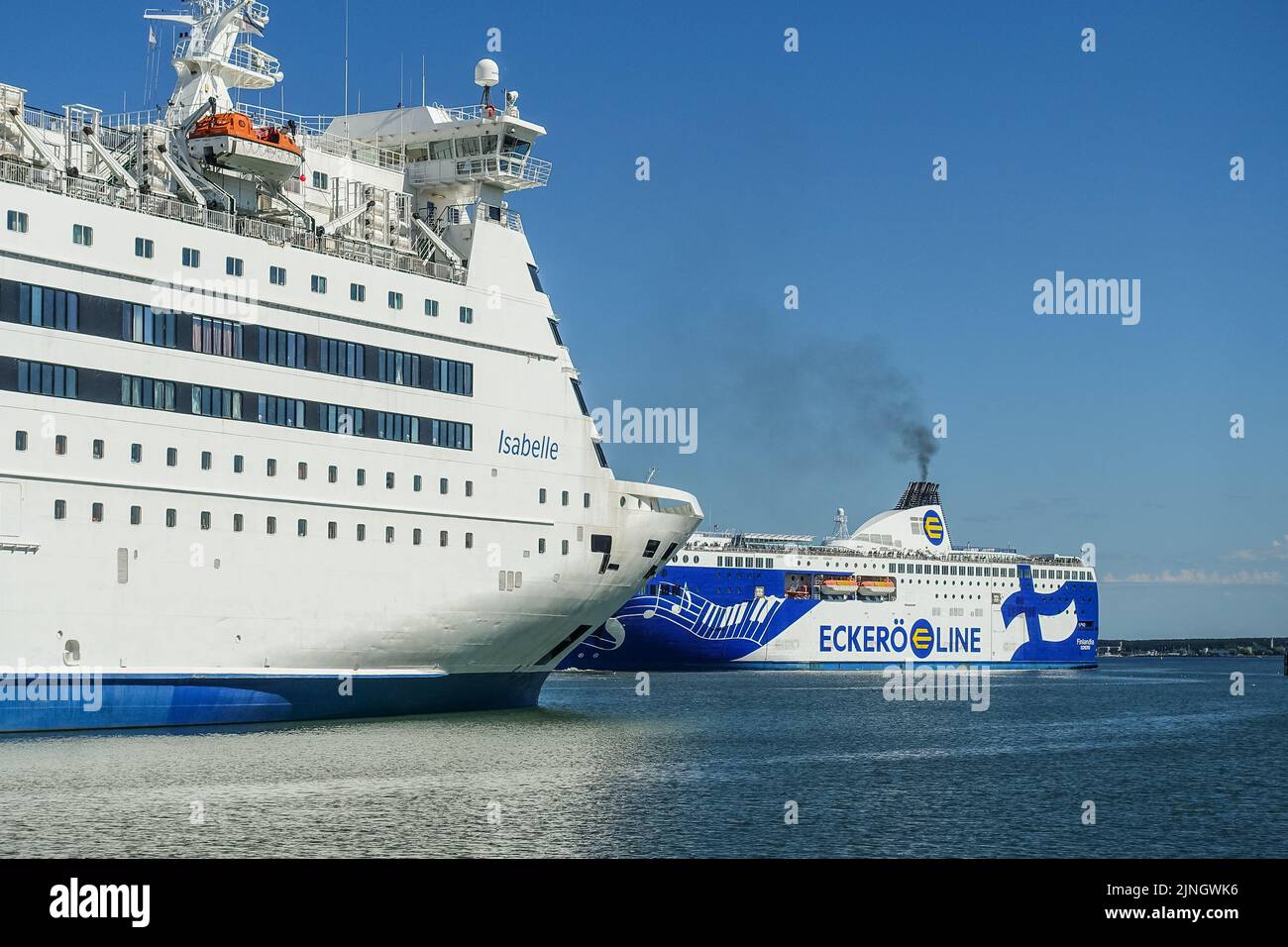 Tallinn, Estonia 31 July 2022 Tallink Isabele and Eckero lines ferries ...
