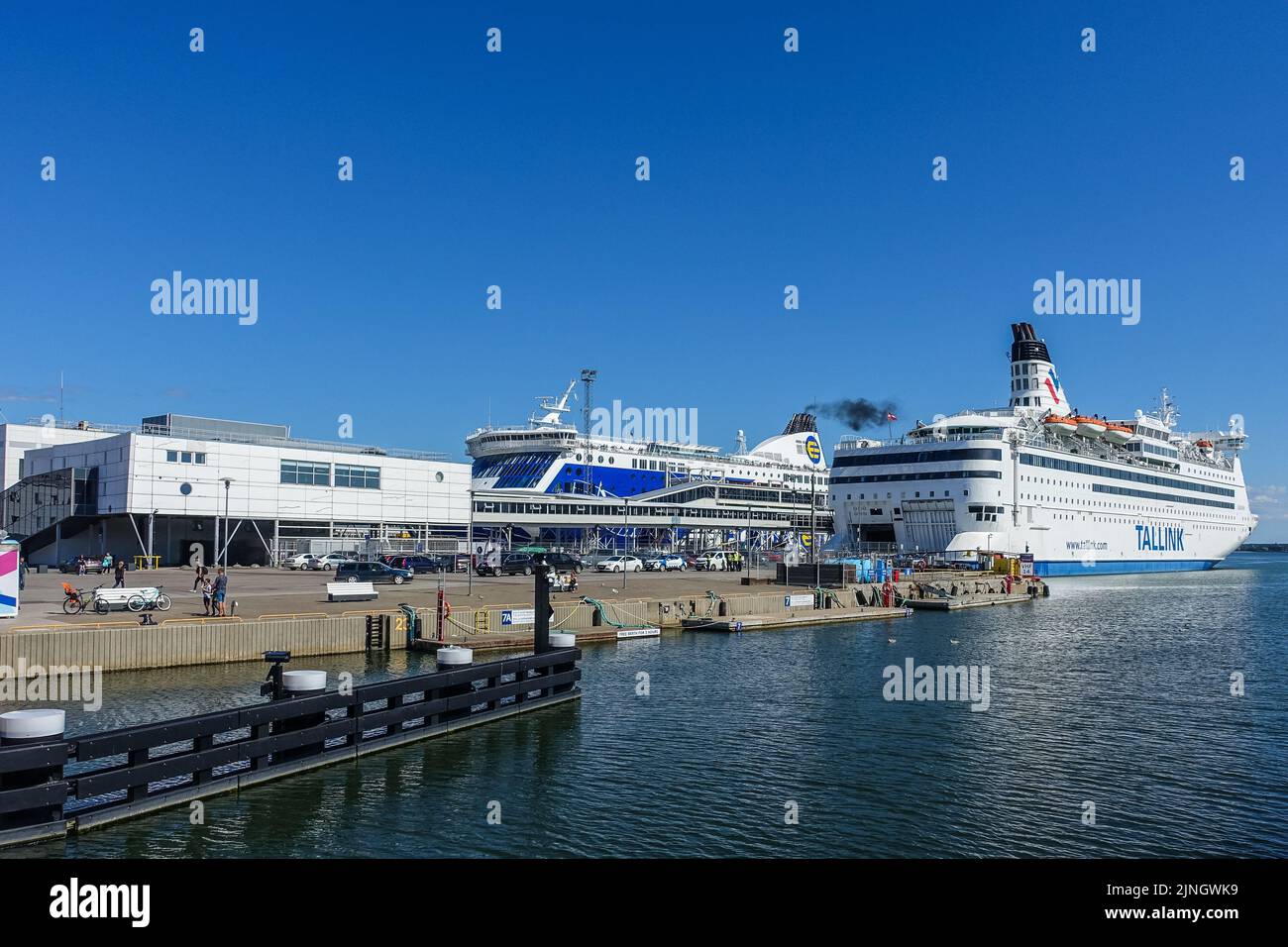 Tallinn, Estonia 31 July 2022 Tallink and Eckero lines ferries in the ...