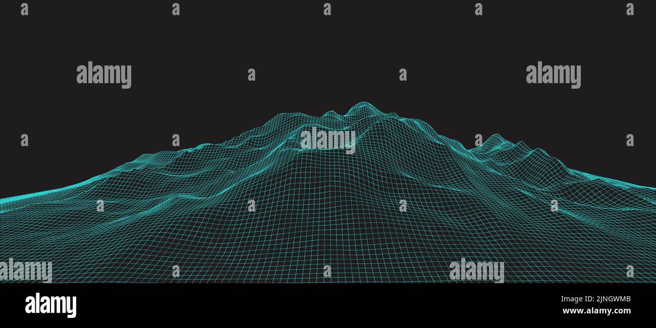 3D rendered illustration of terrain wireframe mesh Stock Vector Image ...