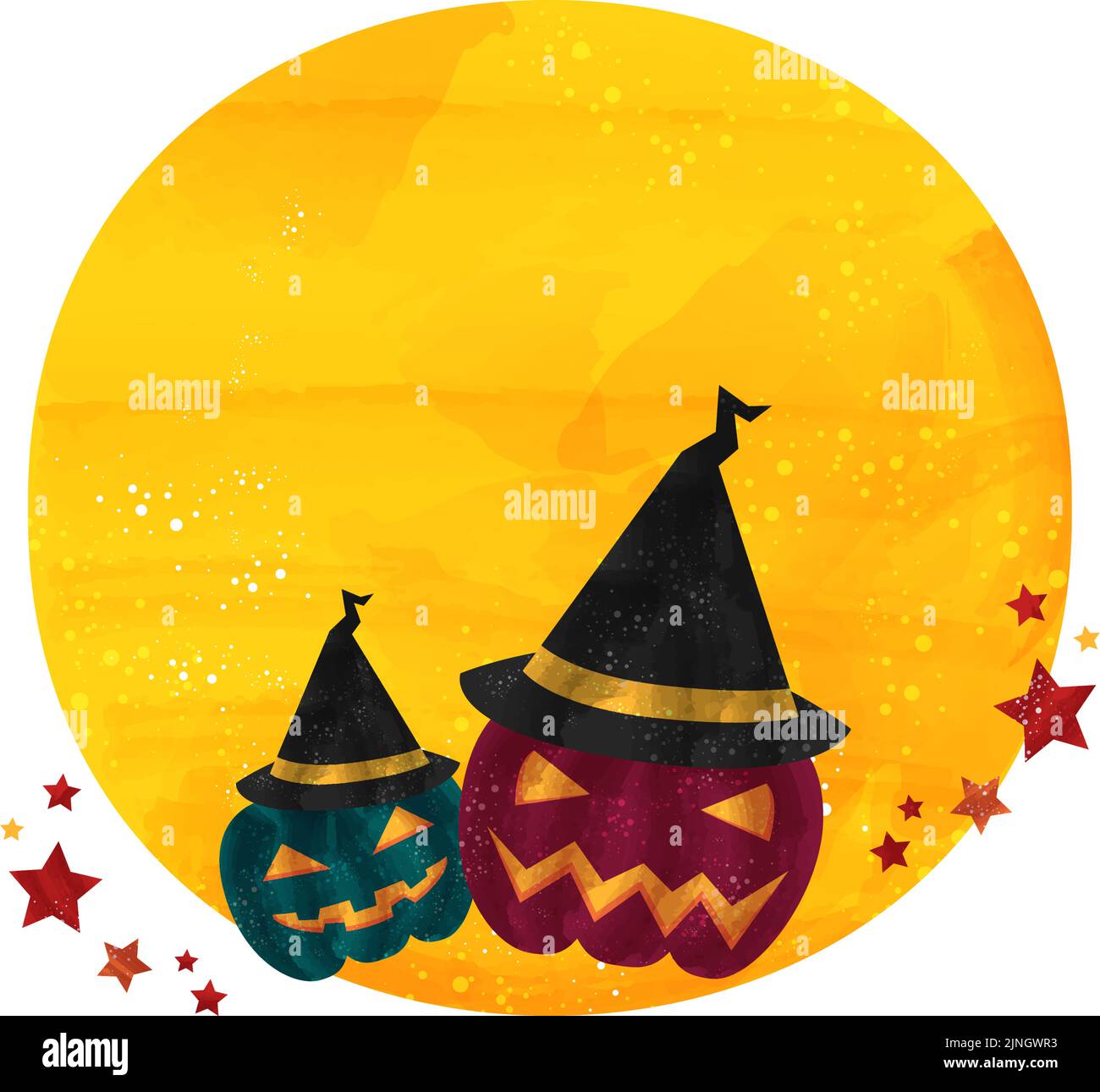 Halloween illustration: Jack O Lantern wearing a full moon and a hat ...