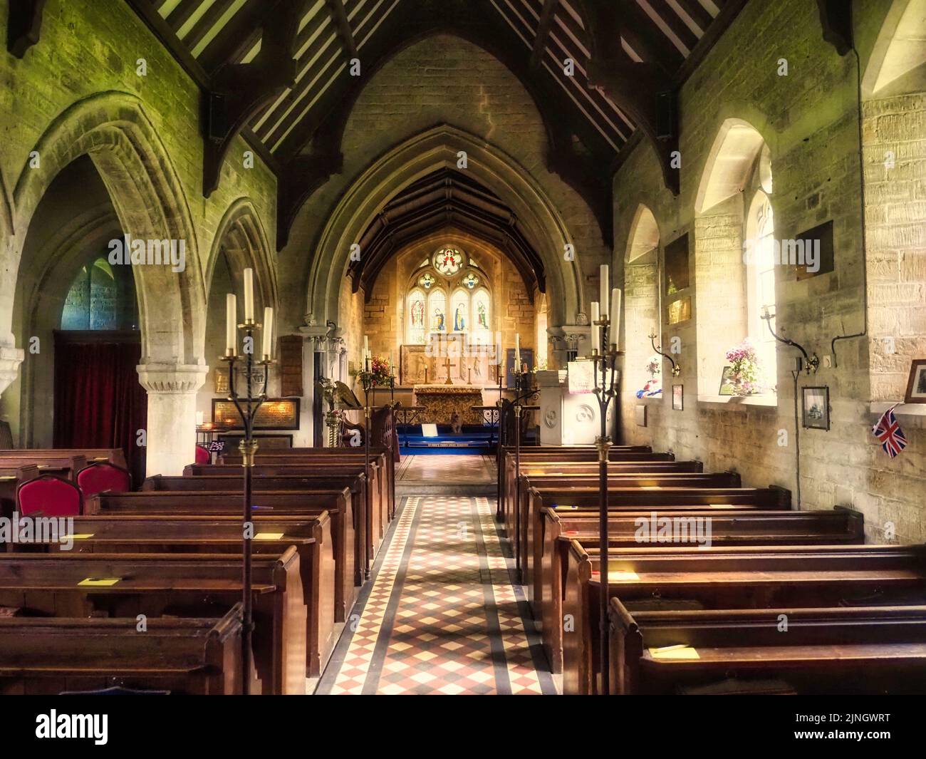 The interior of the Parish Church of Saint Mary Lower Slaughter in ...