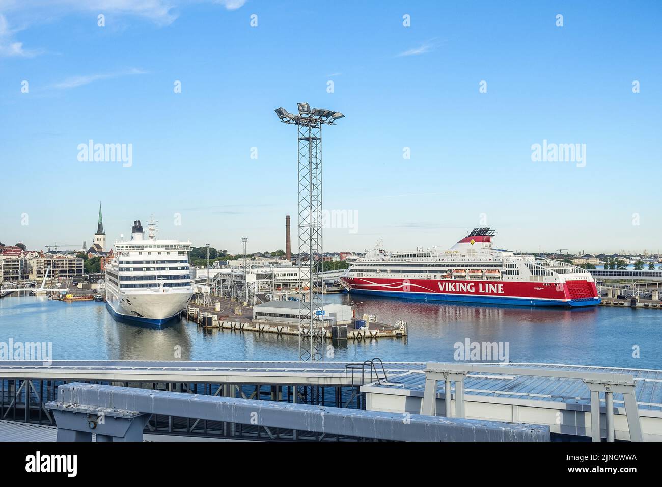 Tallinn, Estonia 31 July 2022 Viking lines ferry connecting Helsinki in ...