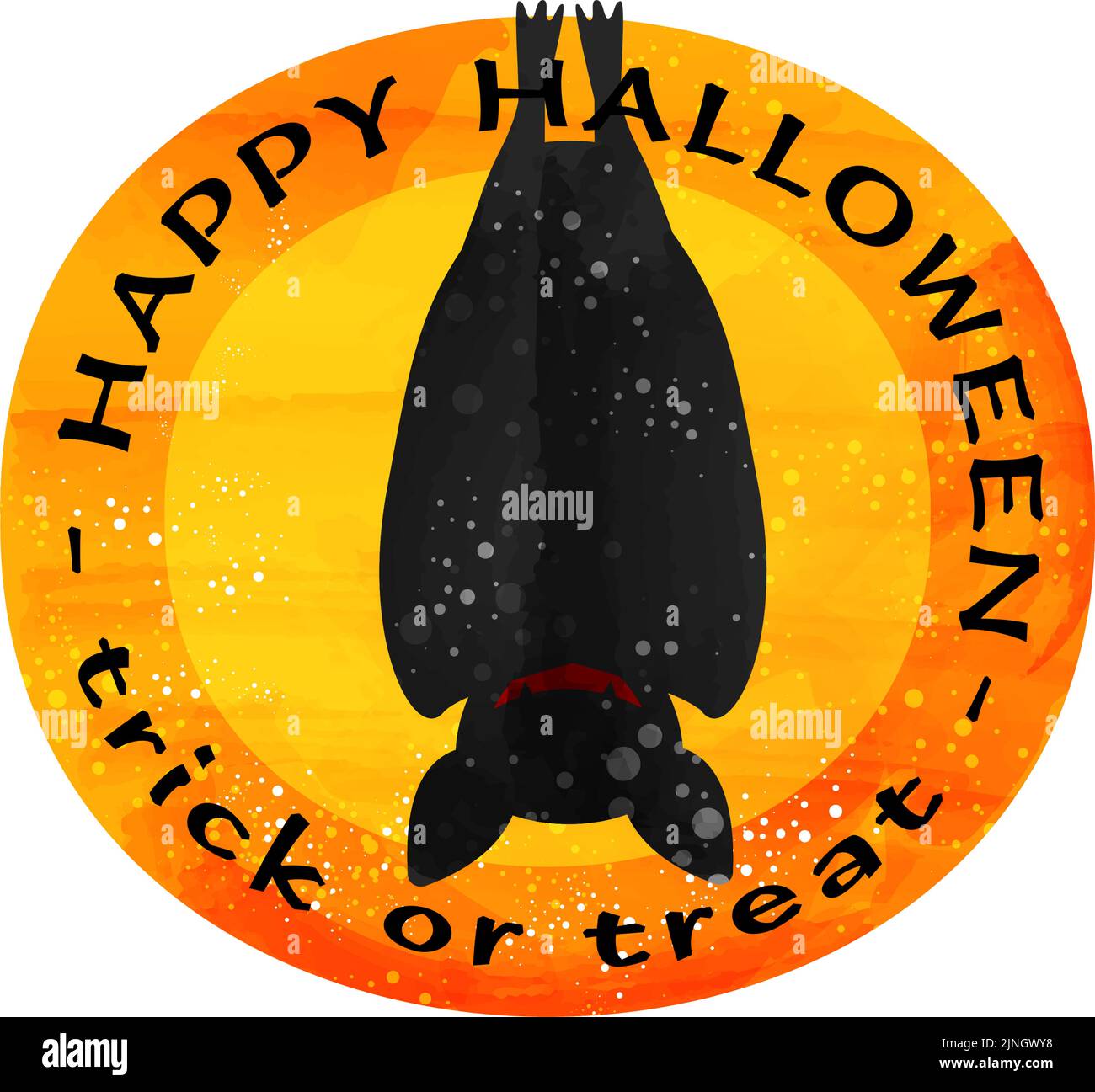 Illustration of Halloween orange icon, bats staying upside down Vector ...