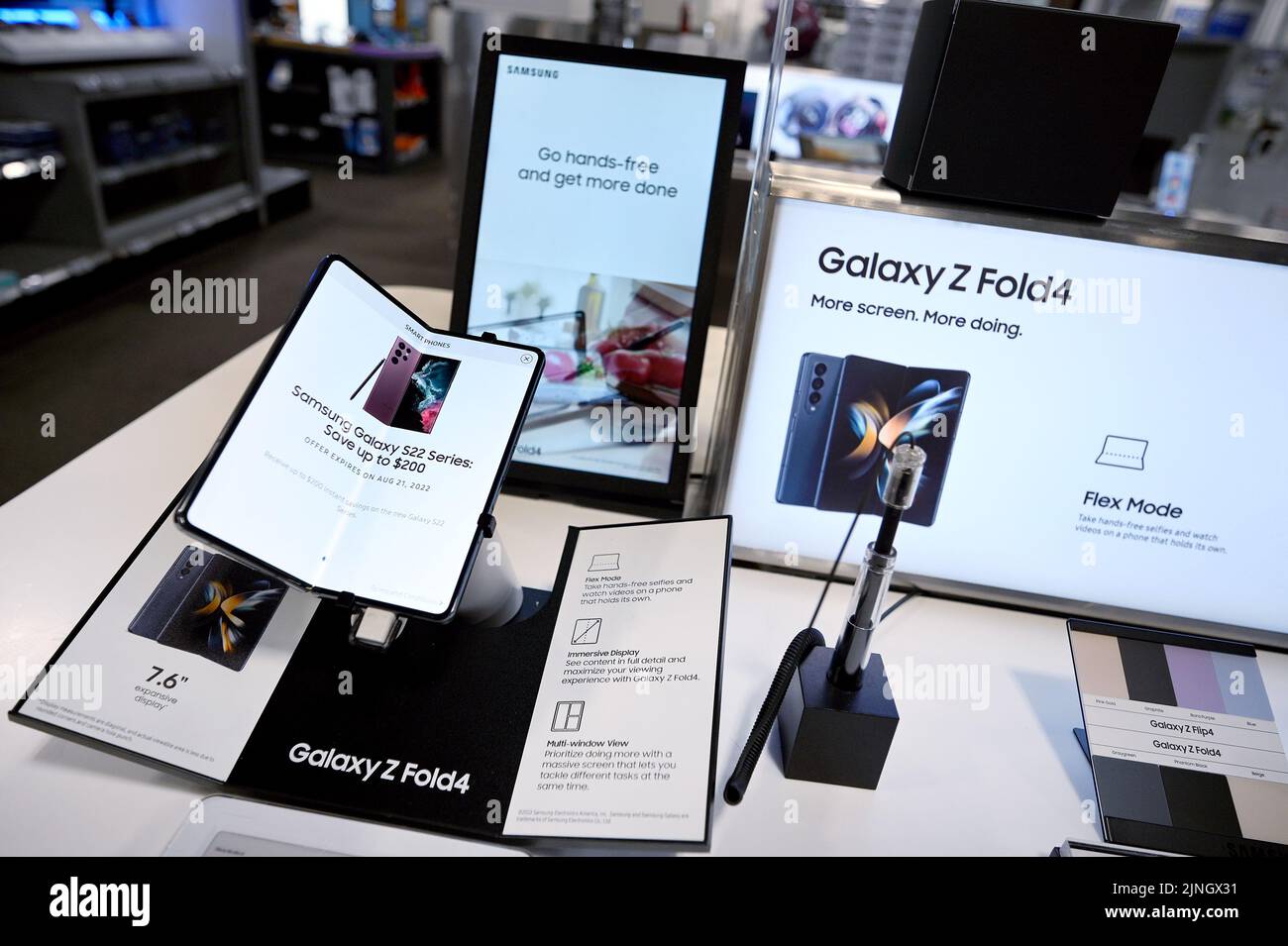 New York, USA. 11th Aug, 2022. View of a Galaxy Z Fold4 Samsung ...