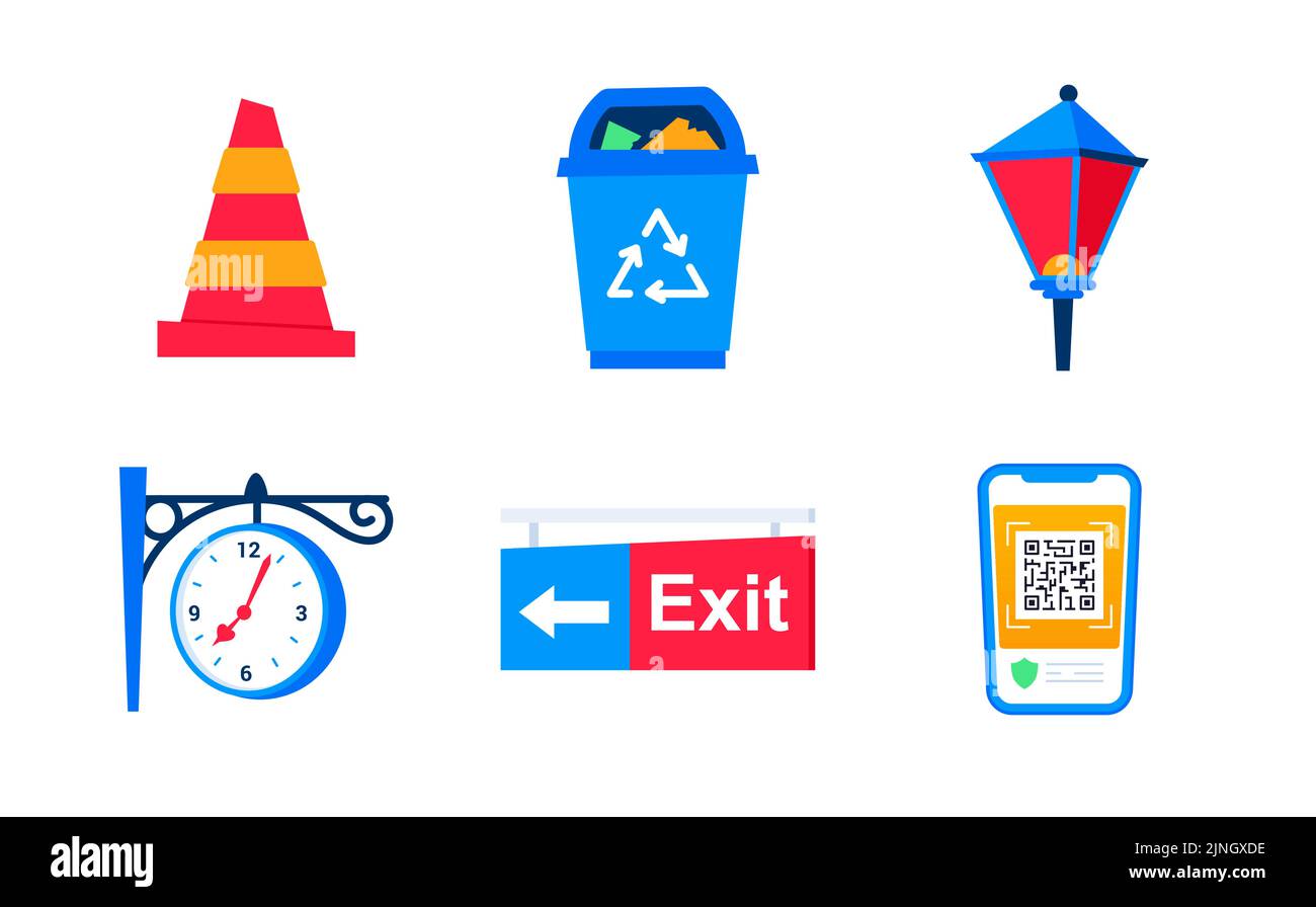 Aesthetics of the old city - flat design style icons set Stock Vector ...