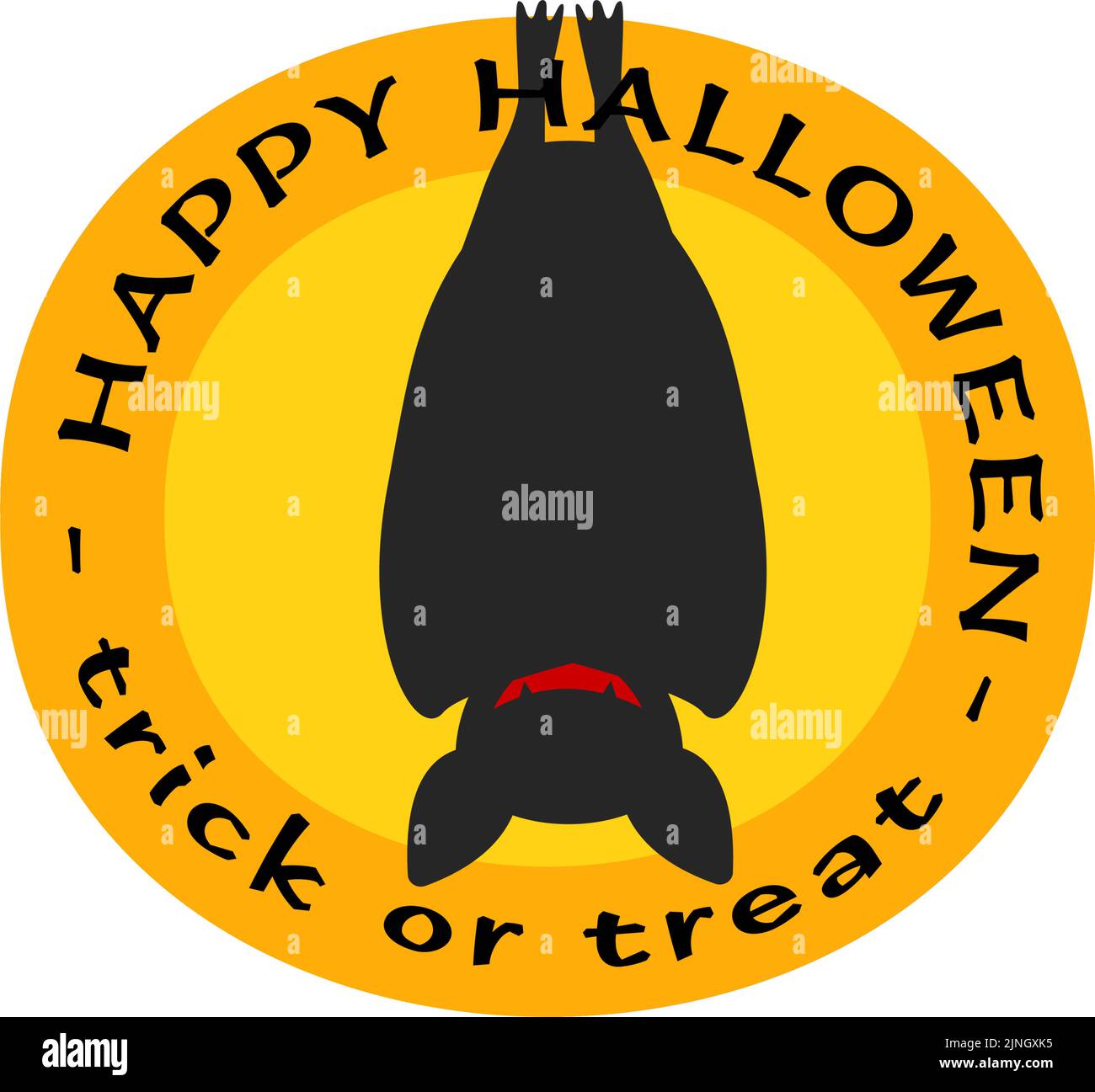 Illustration of Halloween orange icon, bats staying upside down Vector ...