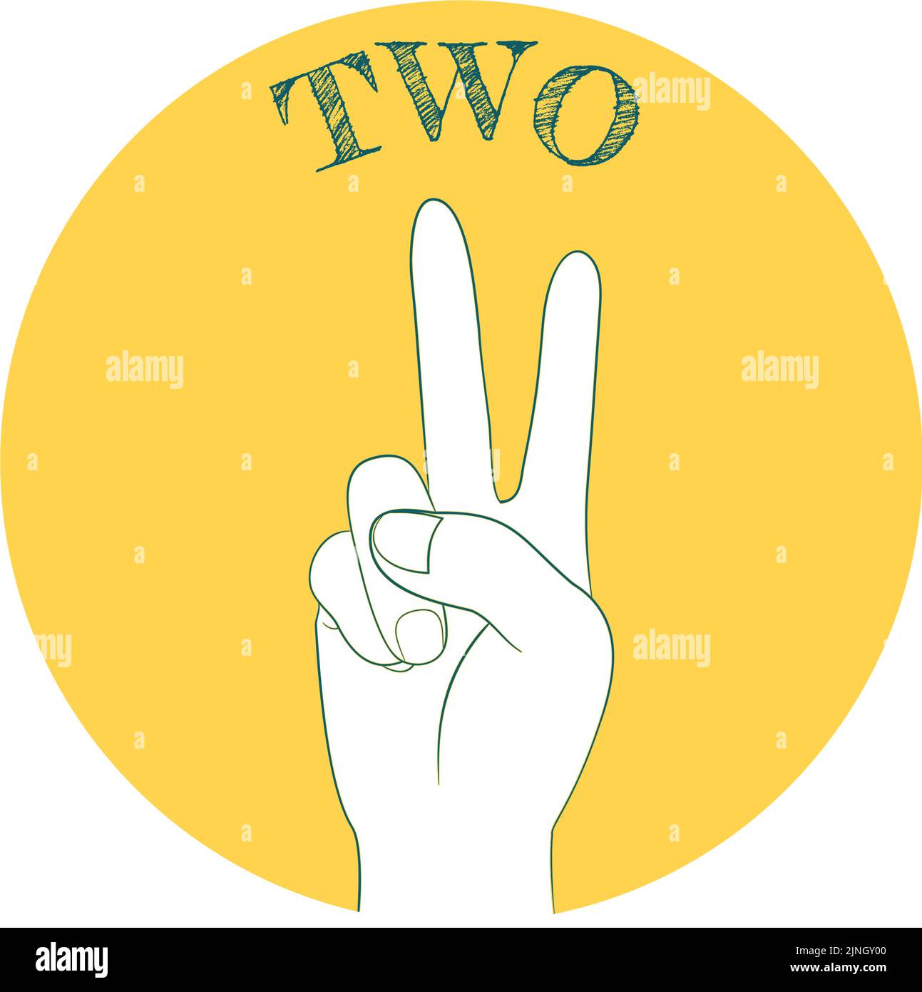 Hand sign icon, number 2, finger letters Vector illustration Stock ...