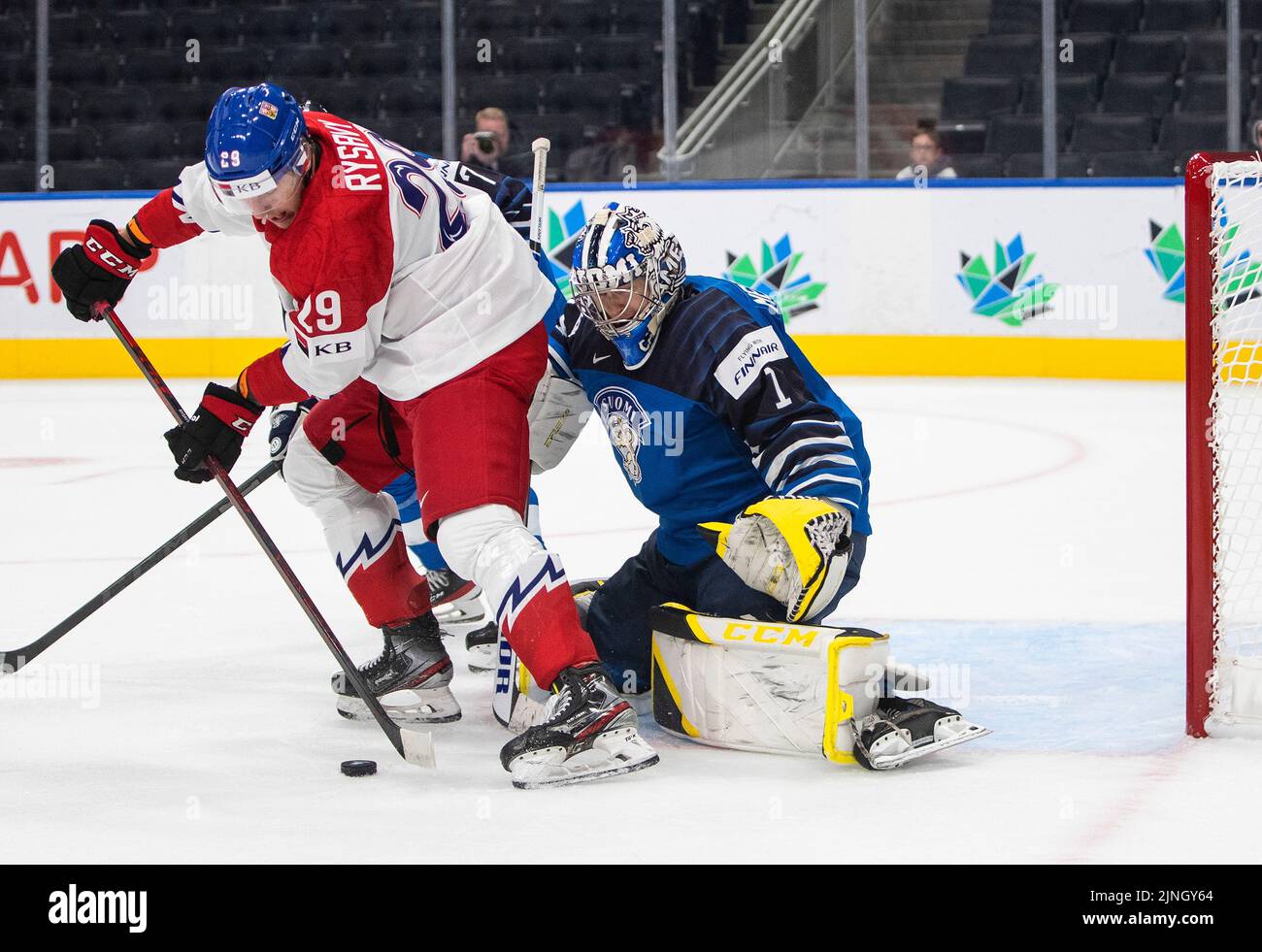 August 11, 2022, EDMONTON, AB, CANADA: Finland goalie Leevi Merilainen ...