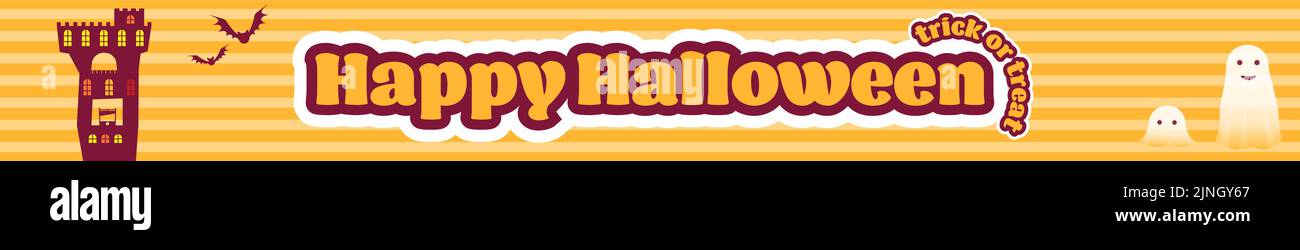 Illustration of old castle and Halloween character Banner with logo ...