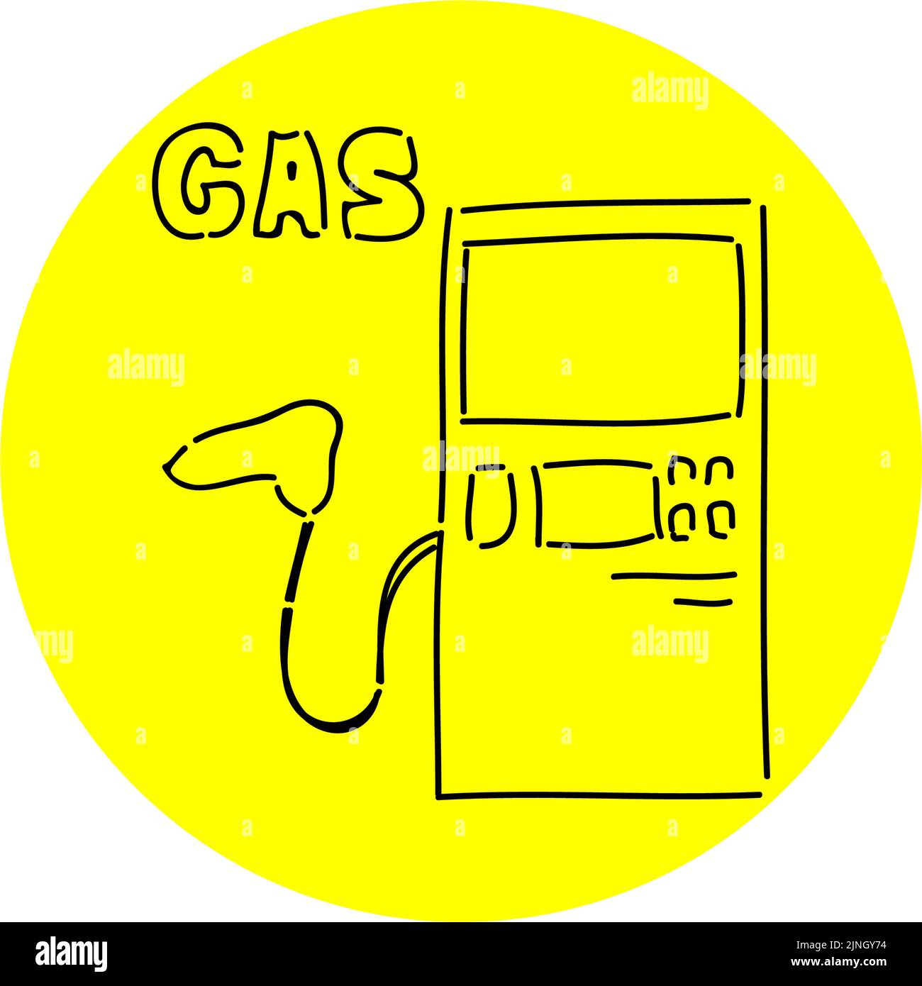 Handwritten simple icon illustration: Gas station Stock Vector Image ...