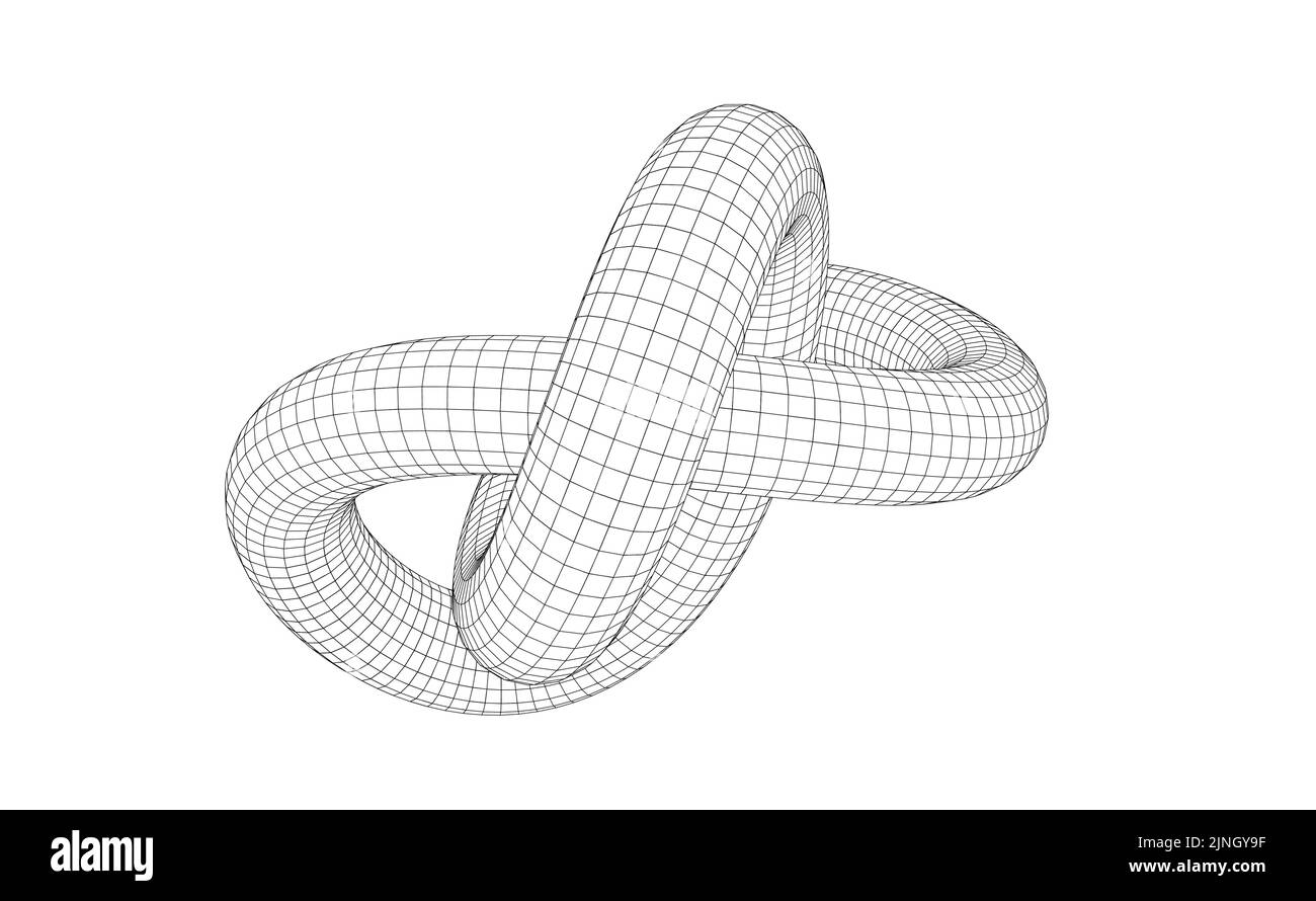 Vector illustration of twisted torus knot with wire mesh Stock Vector ...