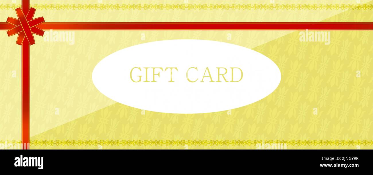 Illustration of yellow gift card with wrapping ribbon Vector ...