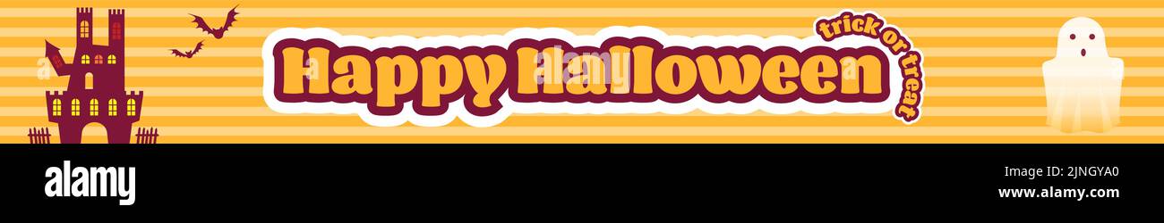 Illustration of old castle and Halloween character Banner with logo ...