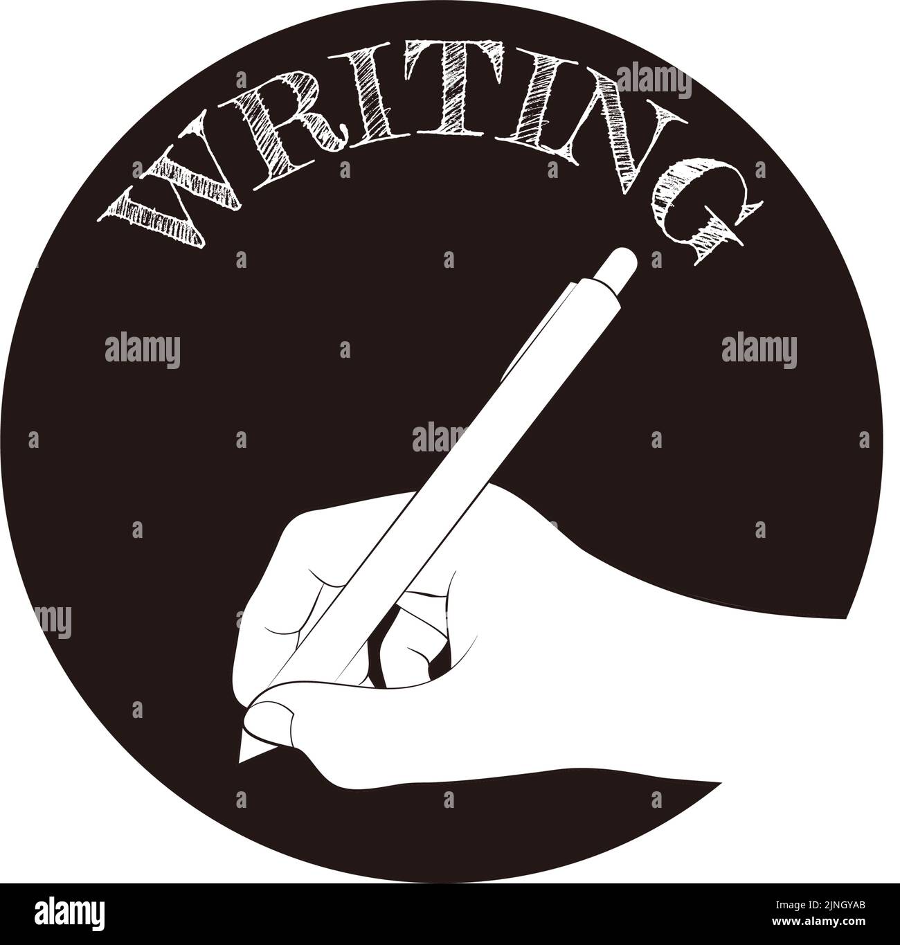 Hand sign icon, right hand writing letters with pen Vector illustration ...