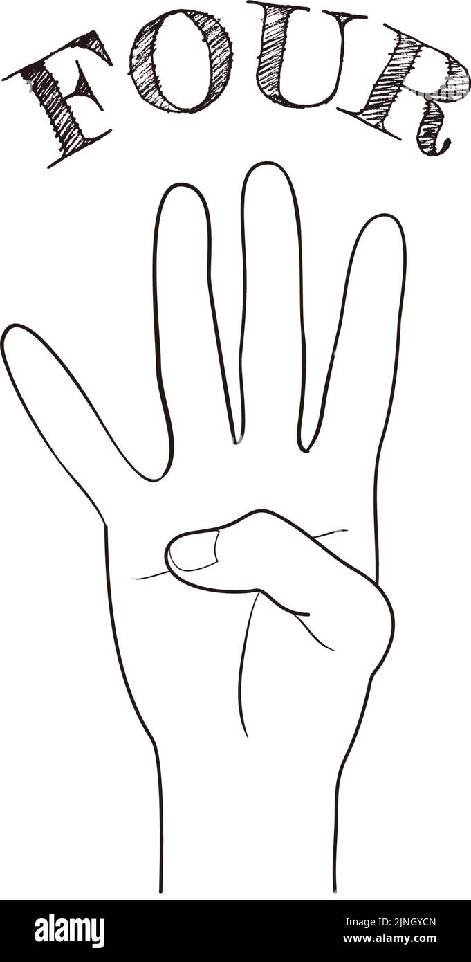 Hand sign icon, number 4, finger letters Vector illustration Stock ...