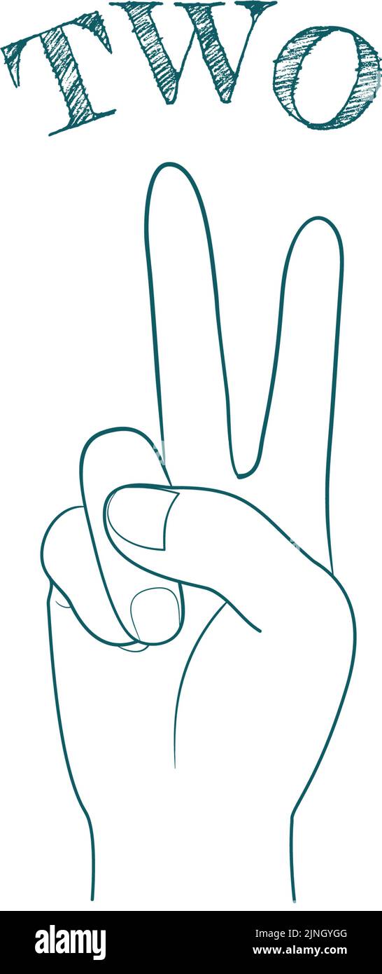 Hand sign icon, number 2, finger letters Vector illustration Stock ...