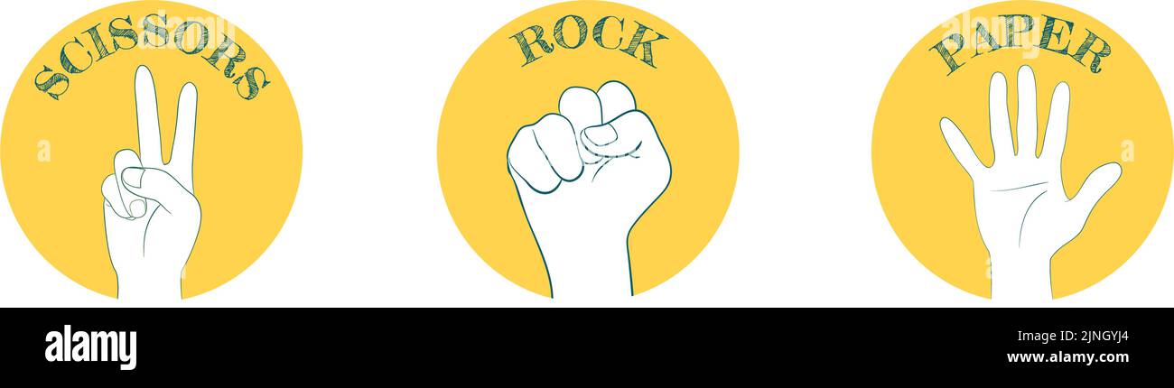 Hand sign icon, set of rock-paper-scissors Vector illustration Stock ...