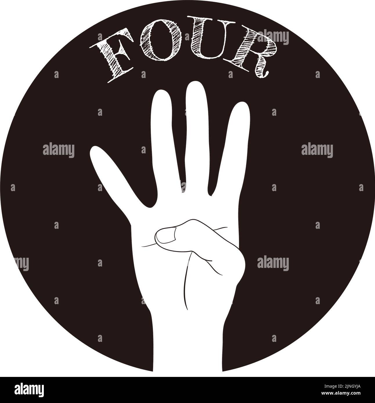 Hand sign icon, number 4, finger letters Vector illustration Stock ...