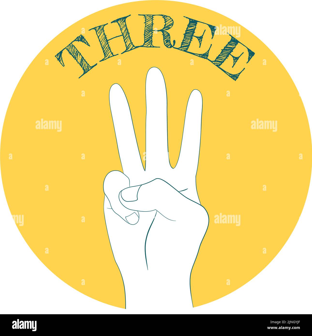 Hand sign icon, number 3, finger letters Vector illustration Stock ...