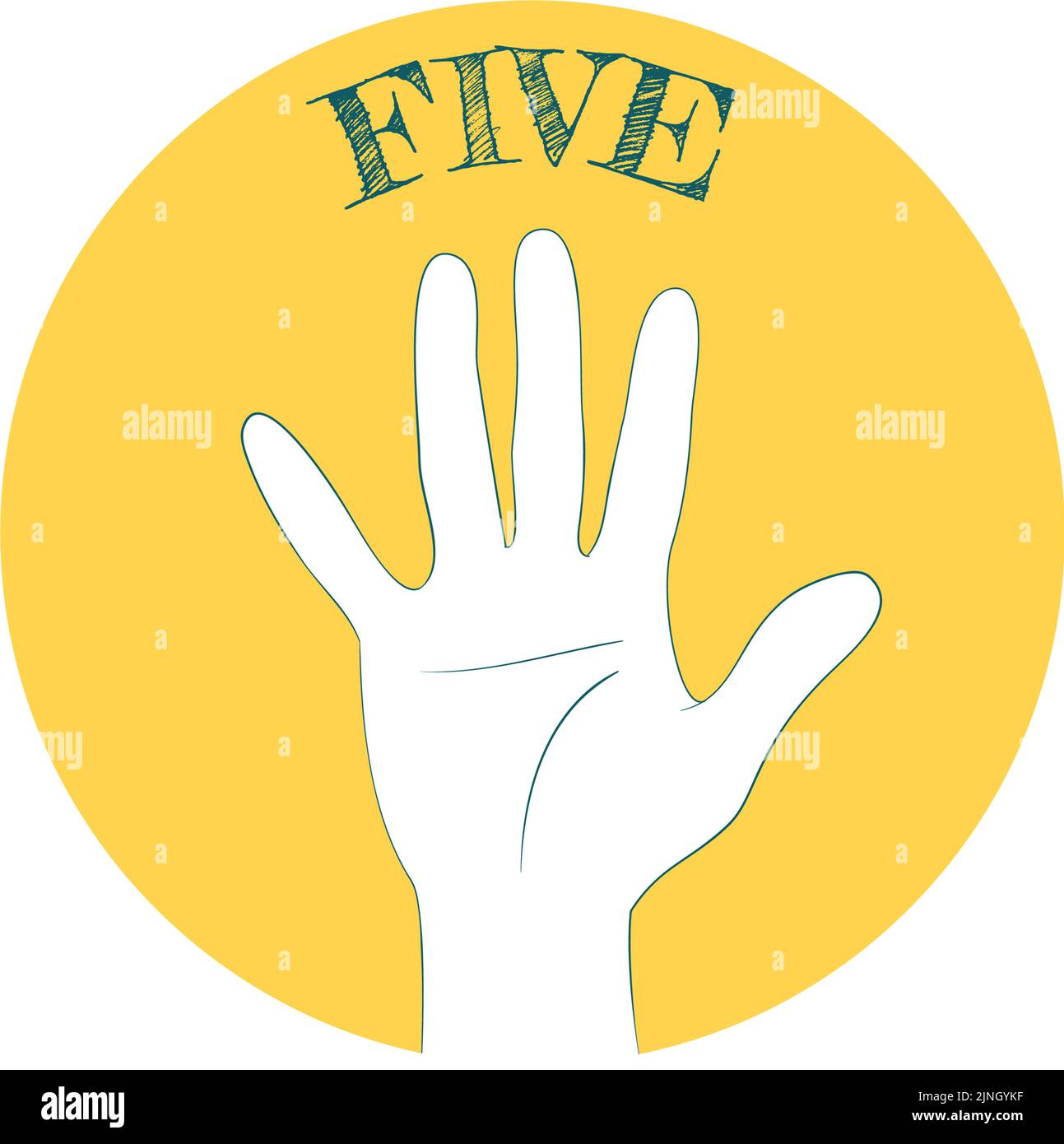 Hand sign icon, number 5, finger letters Vector illustration Stock ...