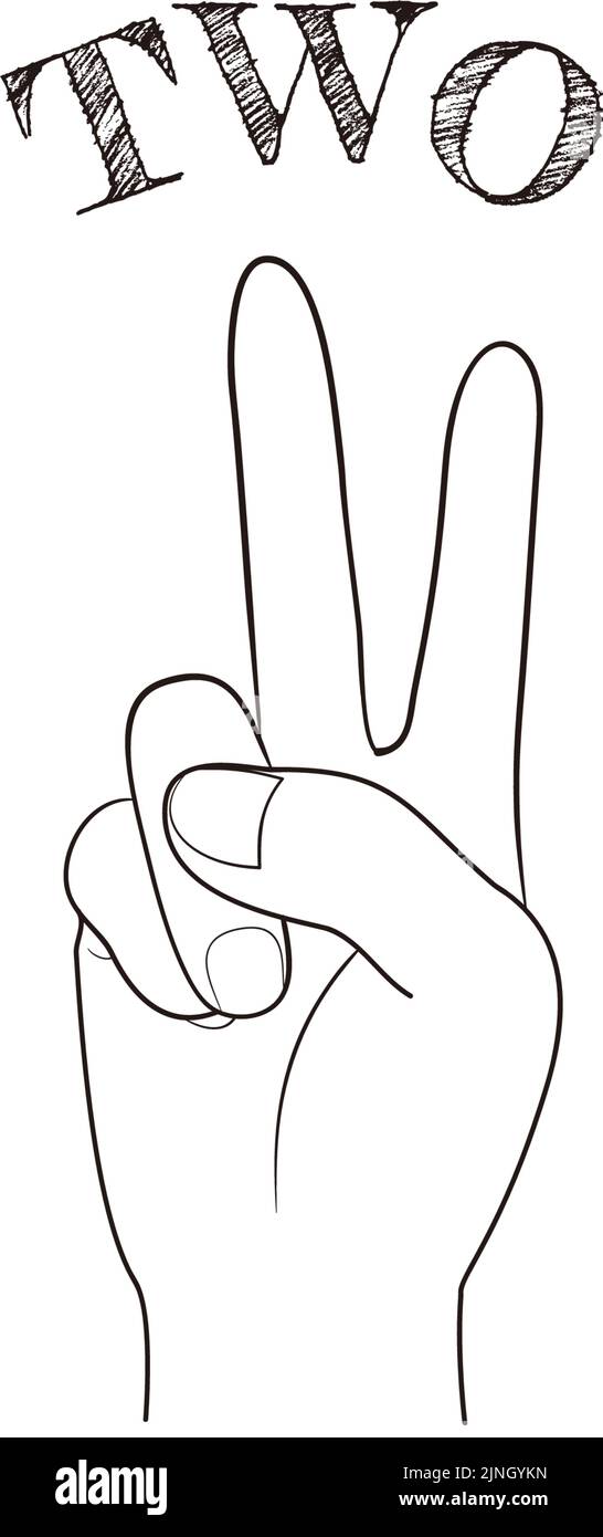 Hand sign icon, number 2, finger letters Vector illustration Stock ...