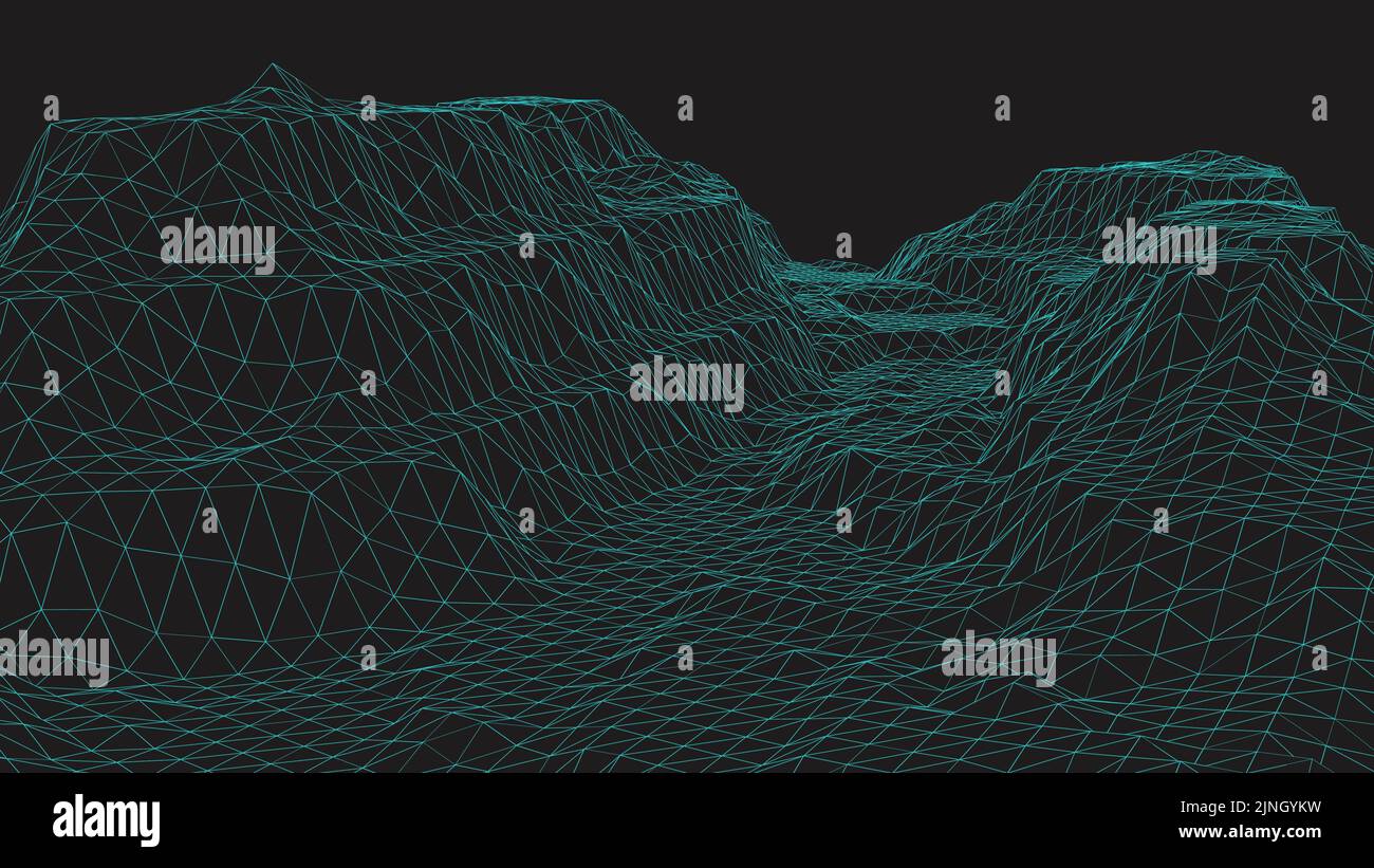 3D rendered illustration of terrain wireframe mesh Stock Vector Image ...