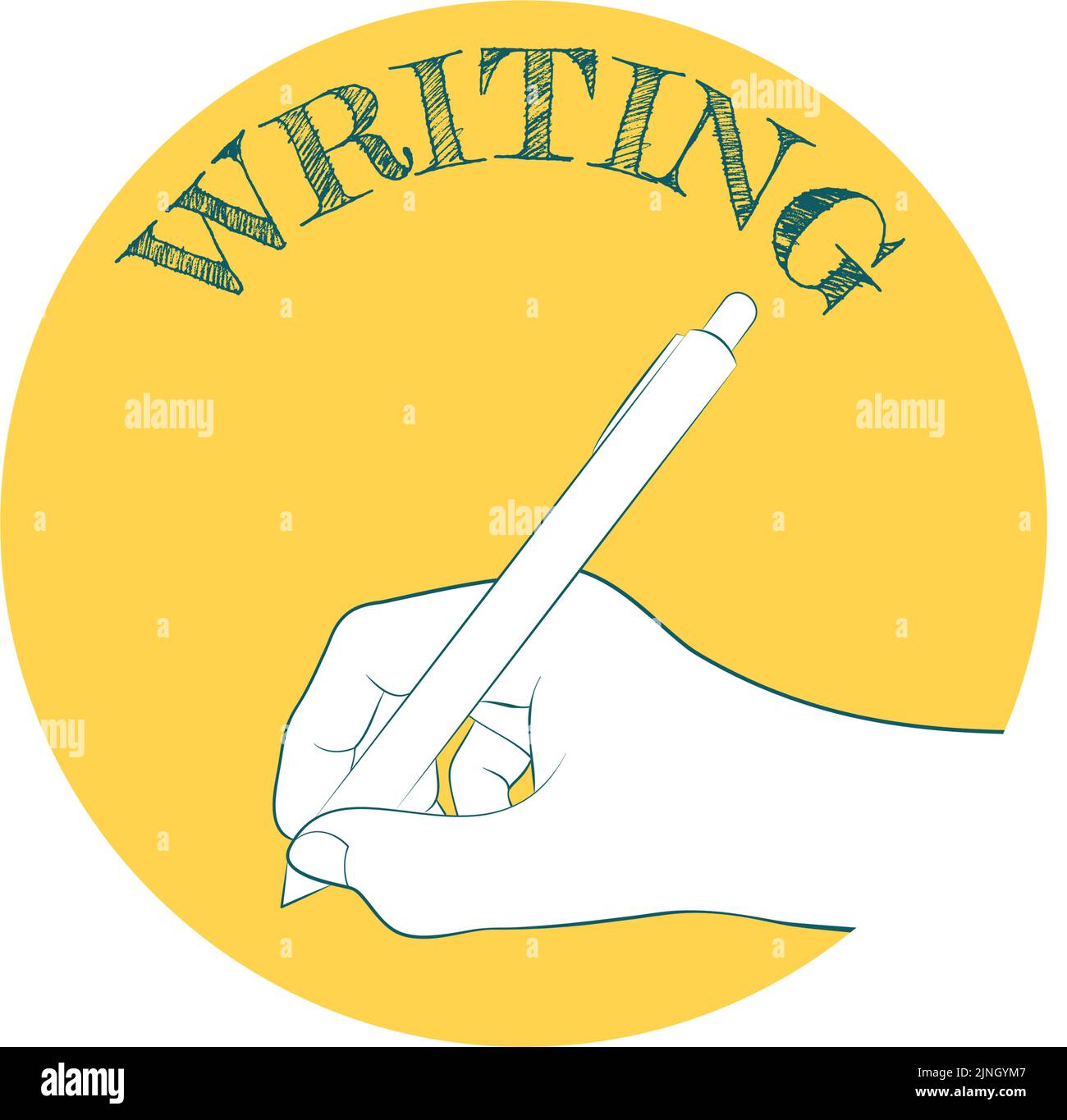 Hand sign icon, right hand writing letters with pen Vector illustration ...